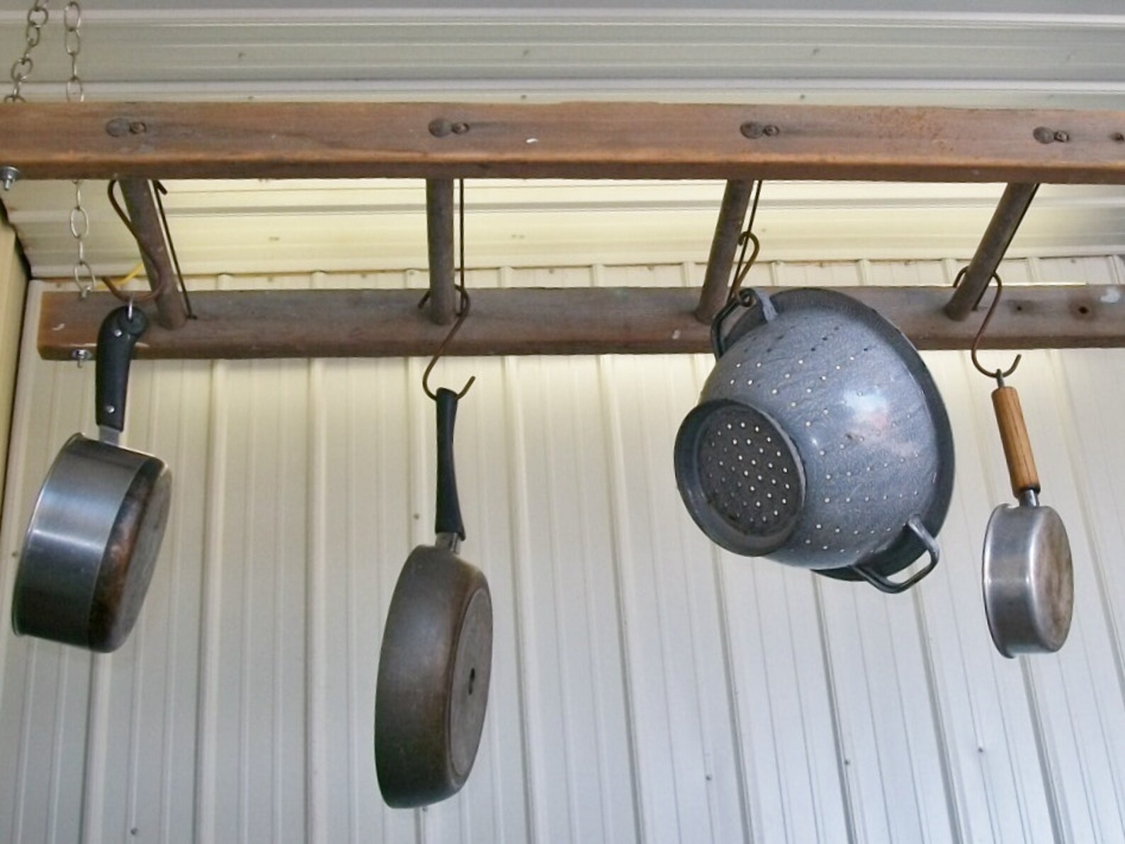 4 Rung Pot Rack Using Antique Ladder Vintage Surface | Etsy