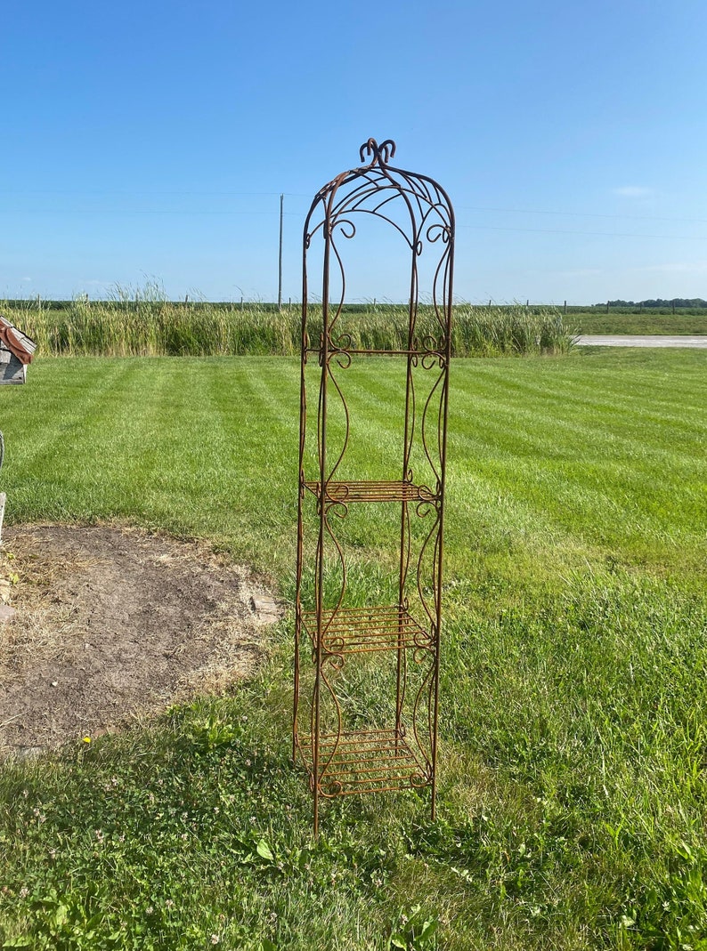 Rustic Wrought Iron Curl Tower Shelf – 72" Plant Display Rack - Etsy