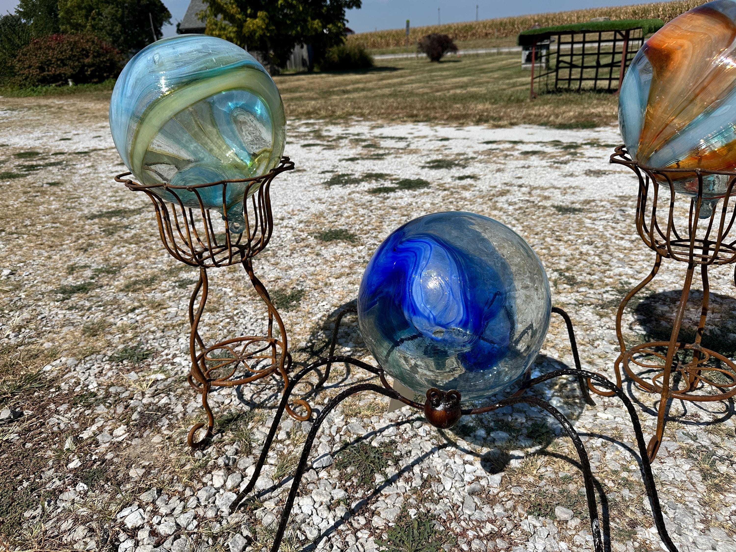 Hand Blown Art Glass Gazing Ball - 12" Patio Decor - Etsy
