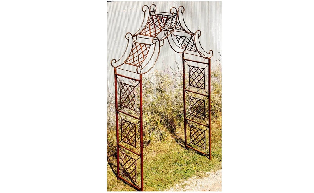 Curl Drape Metal Flower Garden Arbor, Climbing Flower Arch, Rustic ...