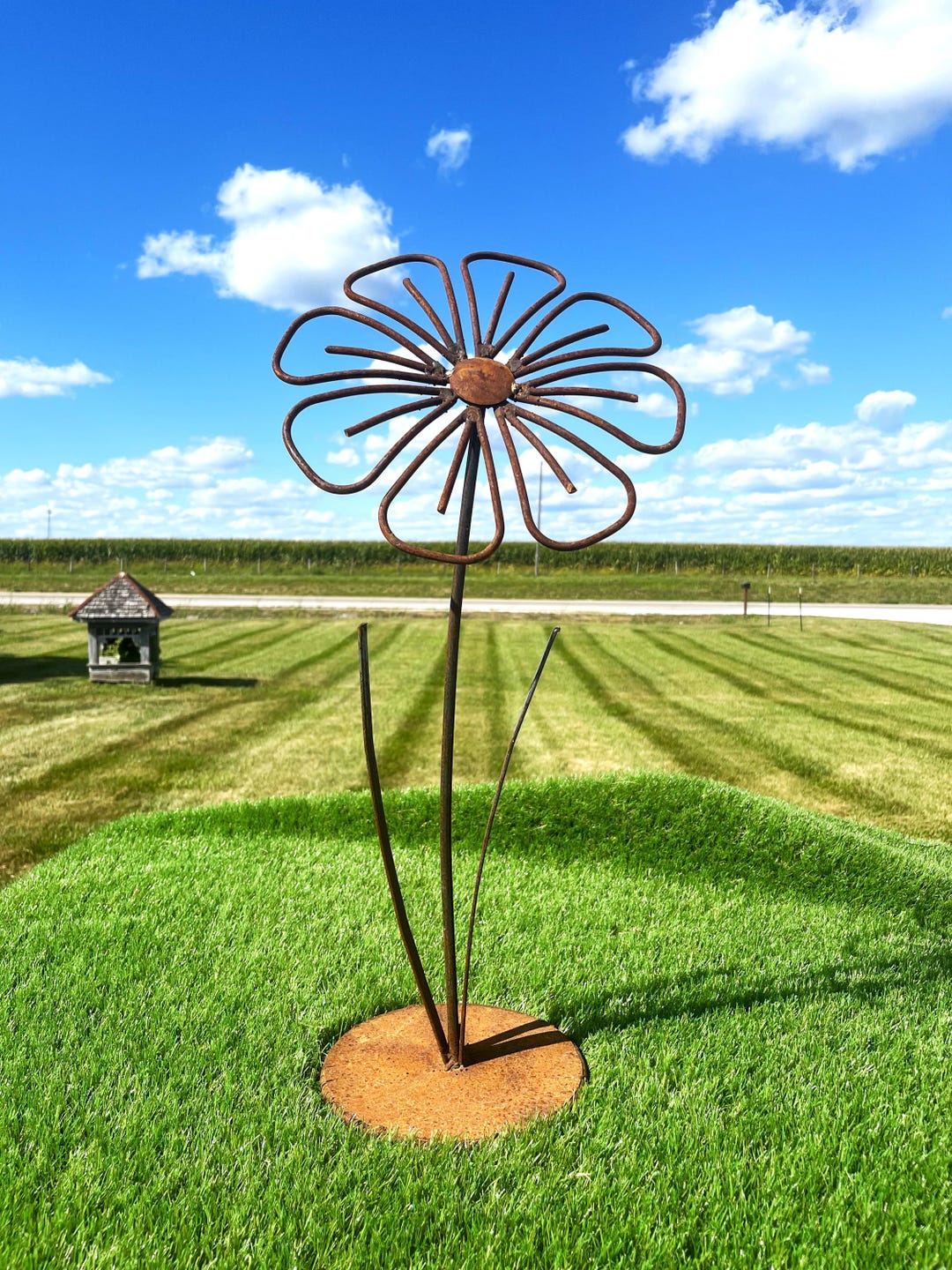 Small 28" Wrought Iron Dinah Rusty Flower - Metal Yard Art Sculpture - Etsy