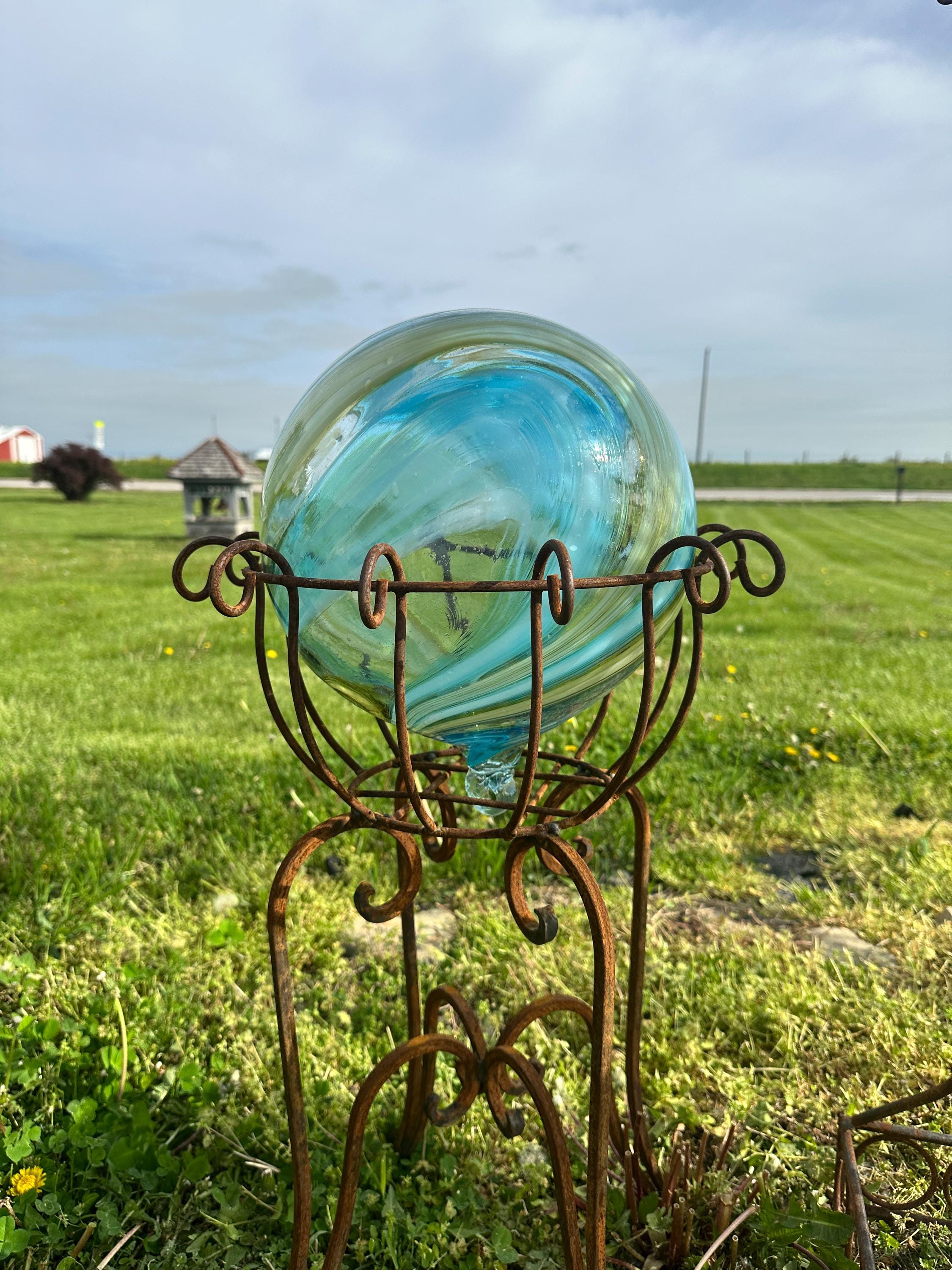 Hand Blown Art Glass Gazing Ball - 12" Patio Decor - Etsy