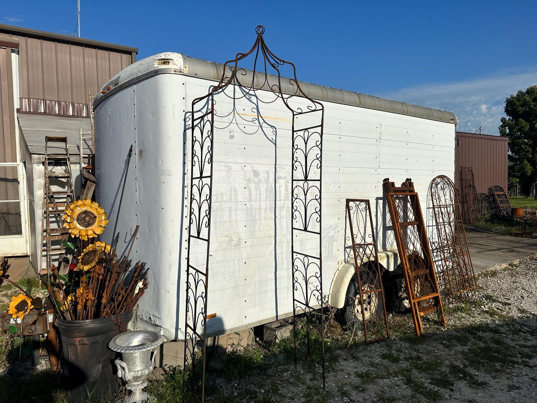 Narrow Gothic Wrought Iron Flower Arbor, Climbing Vine Garden Arch ...