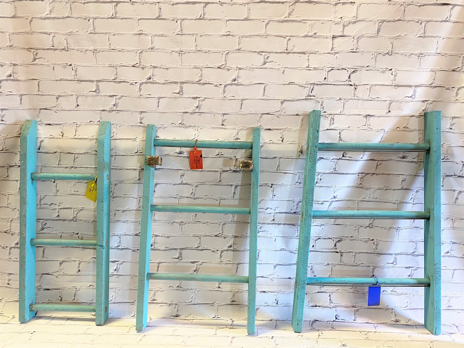 Country Colored 3 Rung Antique Ladders Vintage Decorating | Etsy