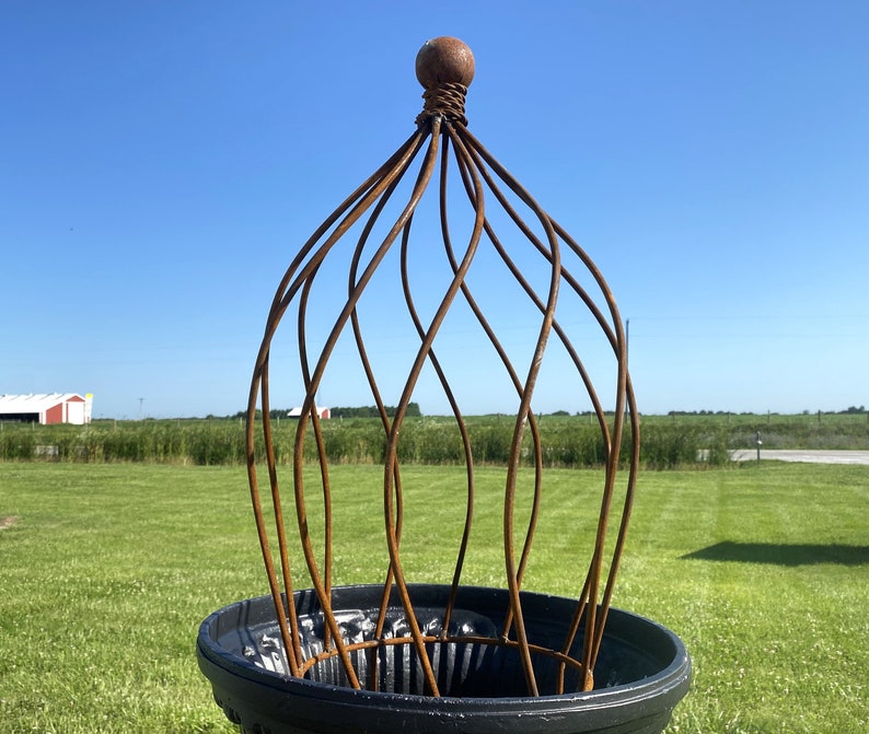 Wrought Iron 27" Beatrice Ball Topiary Trellis, Rustic Garden Plant ...