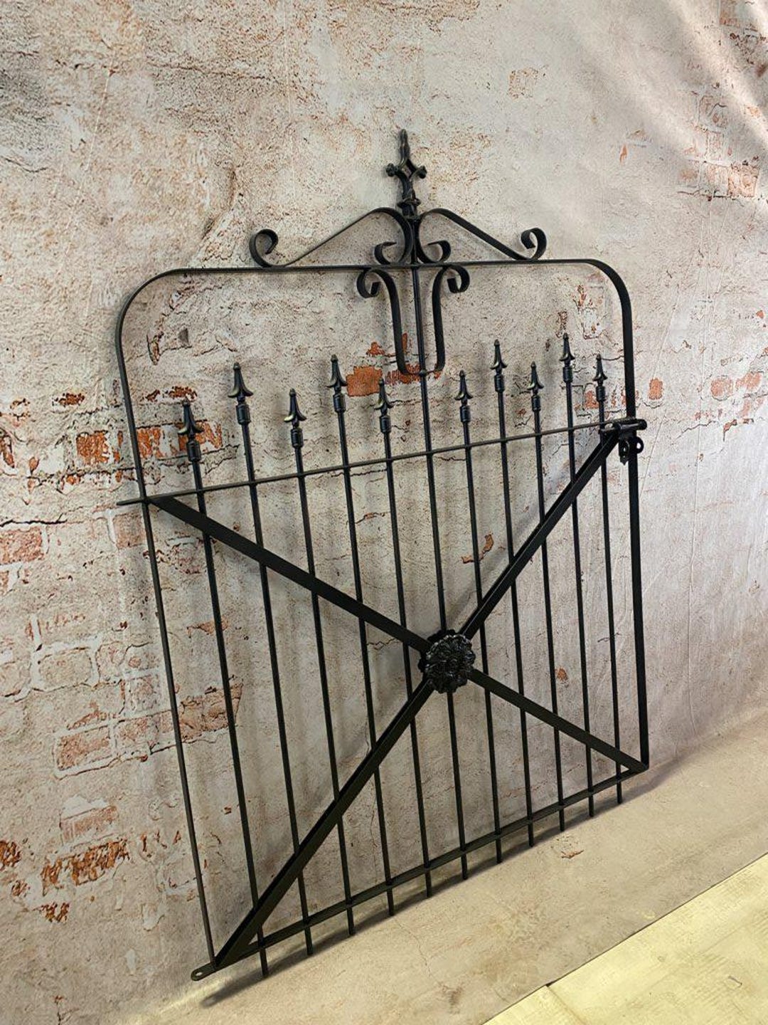 Antique Style Gate - Ornate Cross Medallion 4't by 43.5" to 48"w ...