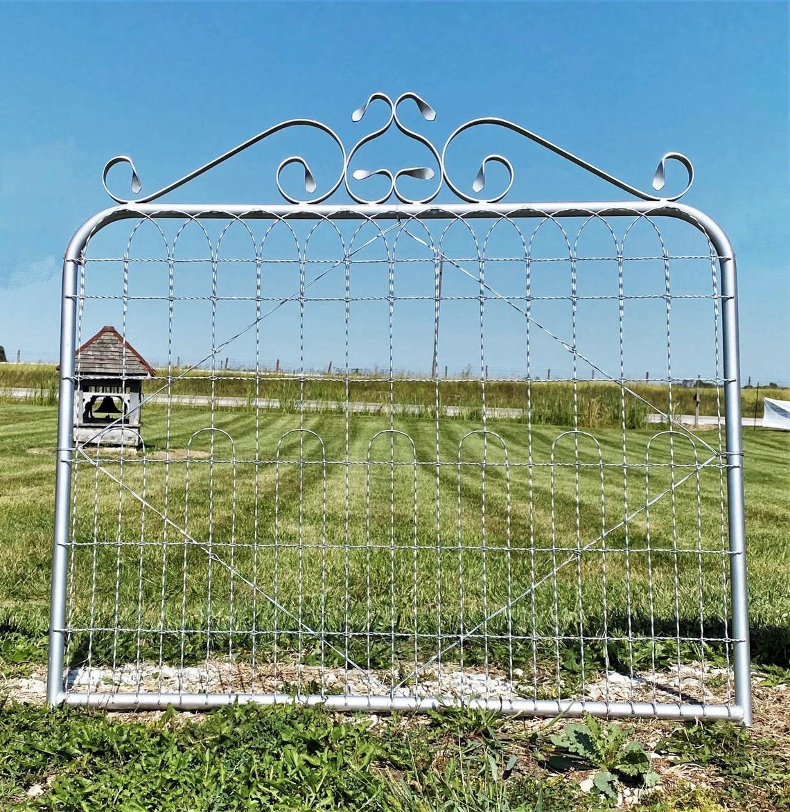 Galvanized Double Loop Woven Wire Garden Gate, Vintage Style Fence ...