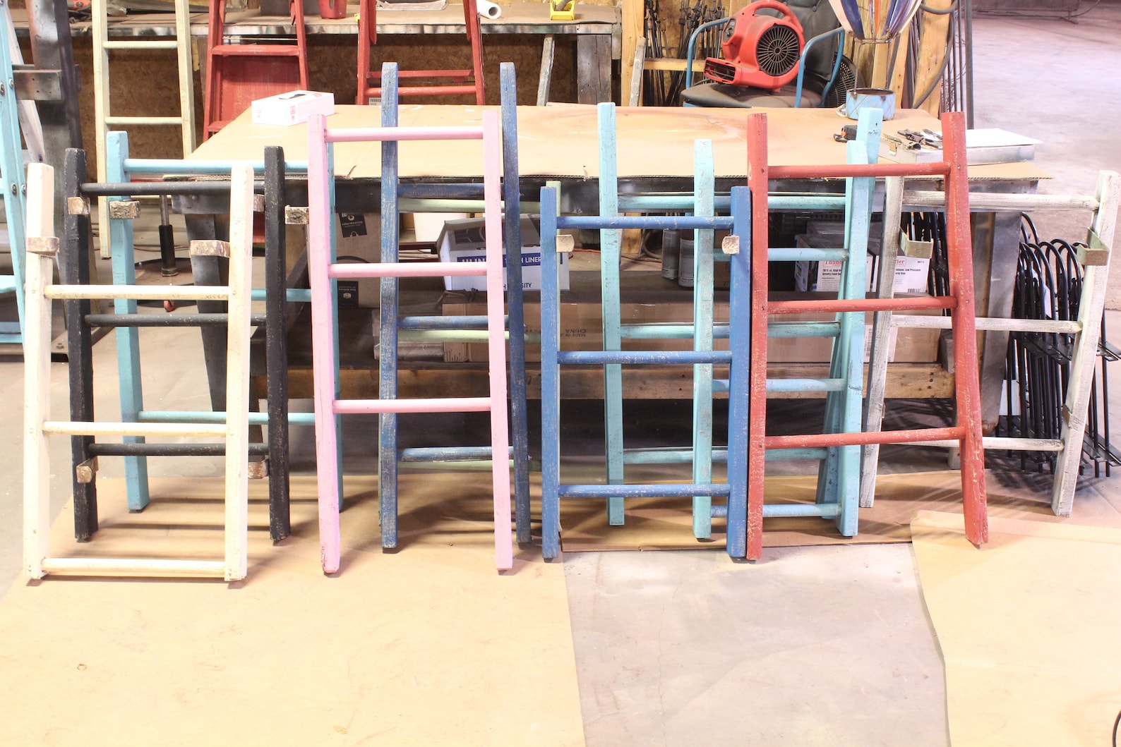 Country Colored 3 Rung Antique Ladders Vintage Decorating | Etsy