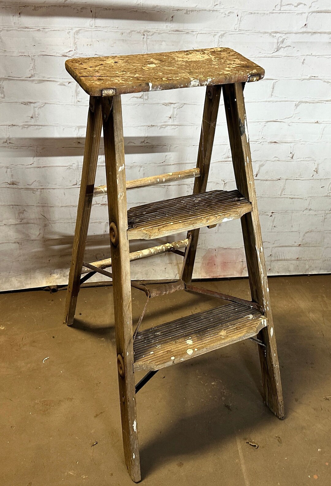 Antique Wood 3 Step Ladder Display 35 Tall Primitive - Etsy