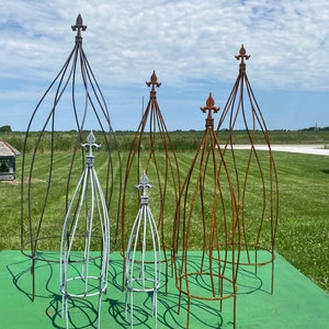 QTY - 2 Wrought Iron 19" Twist Topiary Flower Trellis, Garden Plant Climber, Rustic Yard ...