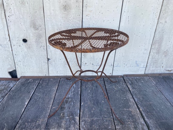 Wrought Iron Miniature Small Table Side Table Furniture Outdoor Lawn Stand Metal Patio Accents Lawn Decor Etsy