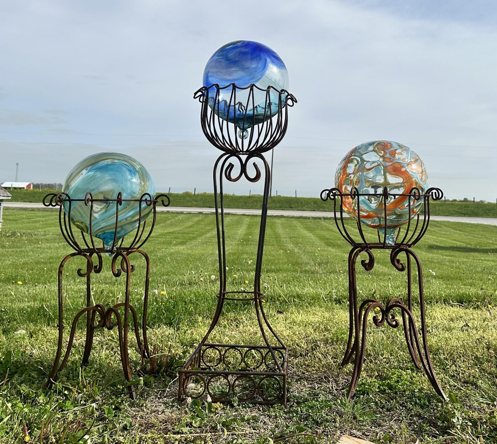 Hand Blown Art Glass Gazing Ball - 12" Patio Decor - Etsy