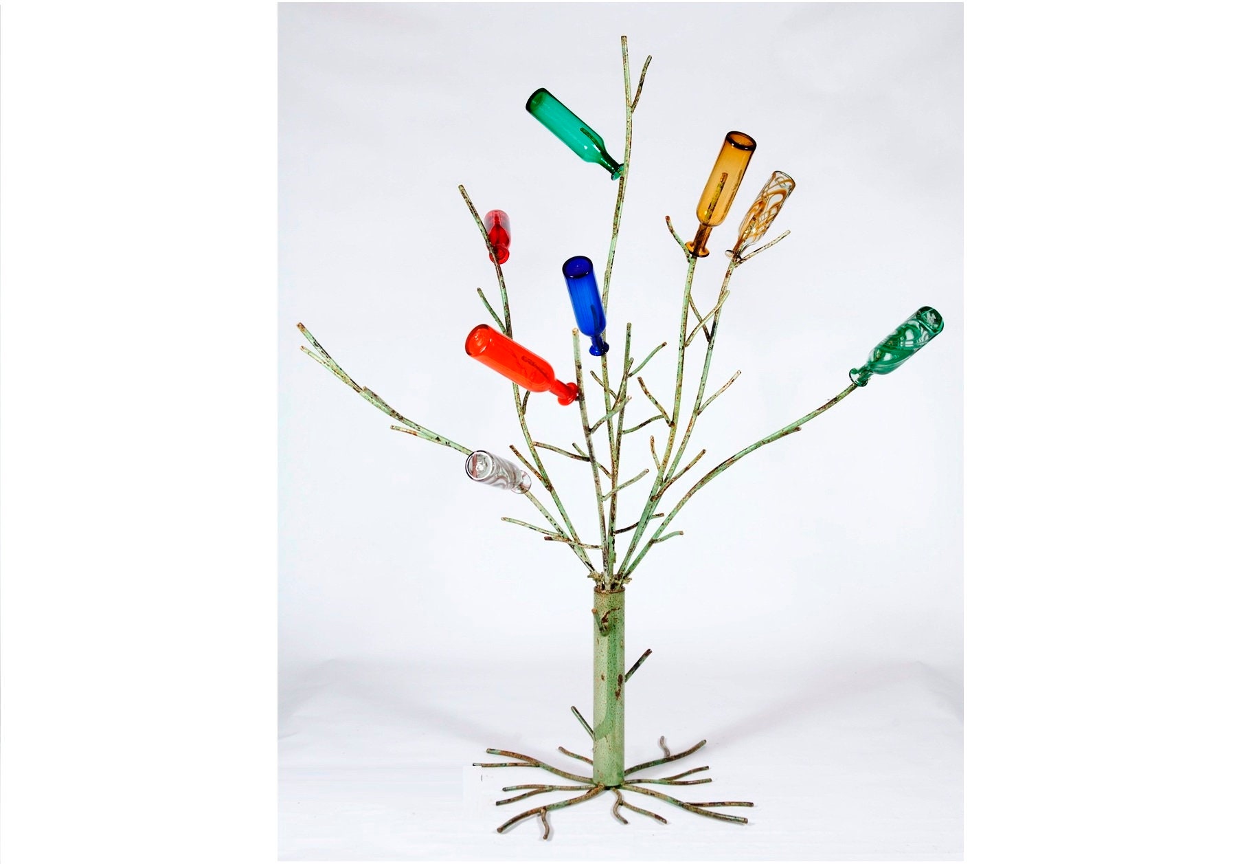 84" Wrought Iron Bottle Tree – Rustic Garden Art, Patio Decor, Woodsy ...