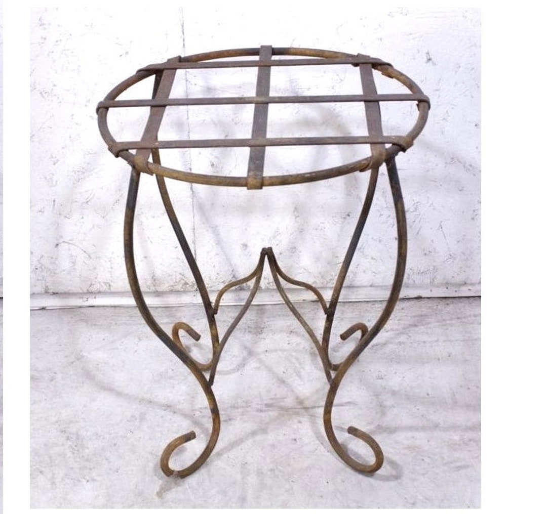 Wrought Iron Plant Stand - 23" Rustic Outdoor Garden Decor - Etsy