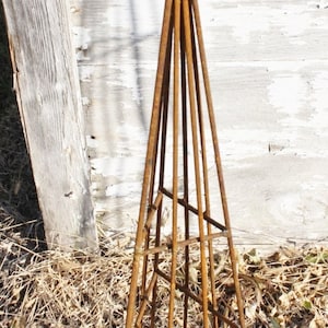 Wrought Iron 31" Ball Top Triangle Topiary Flower Trellis, Rustic ...