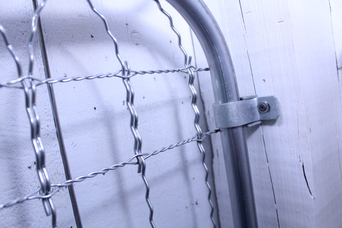 Galvanized Double Loop Woven Wire Garden Gate, Vintage Style Fence ...