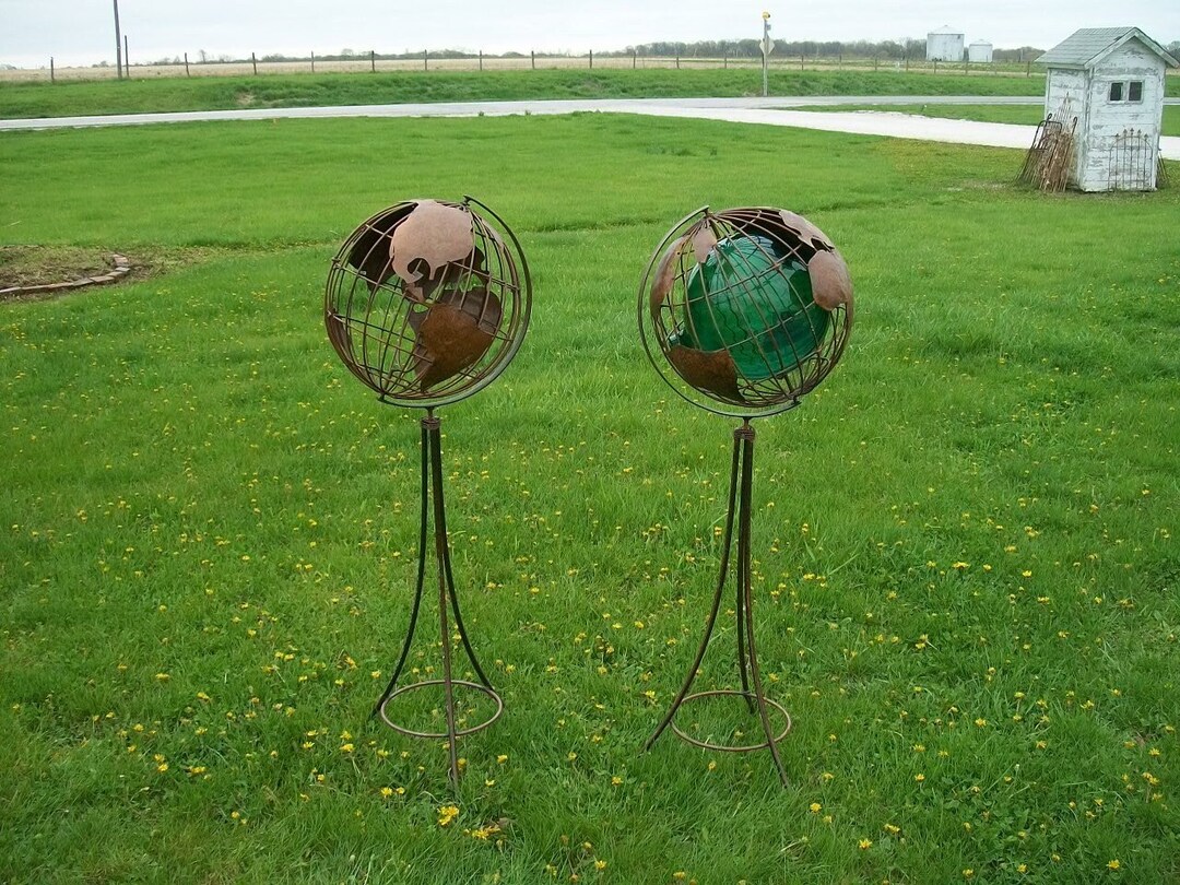 52" World Globe Gazing Ball Holder Art Stand Topiary for 12" Diameter ...