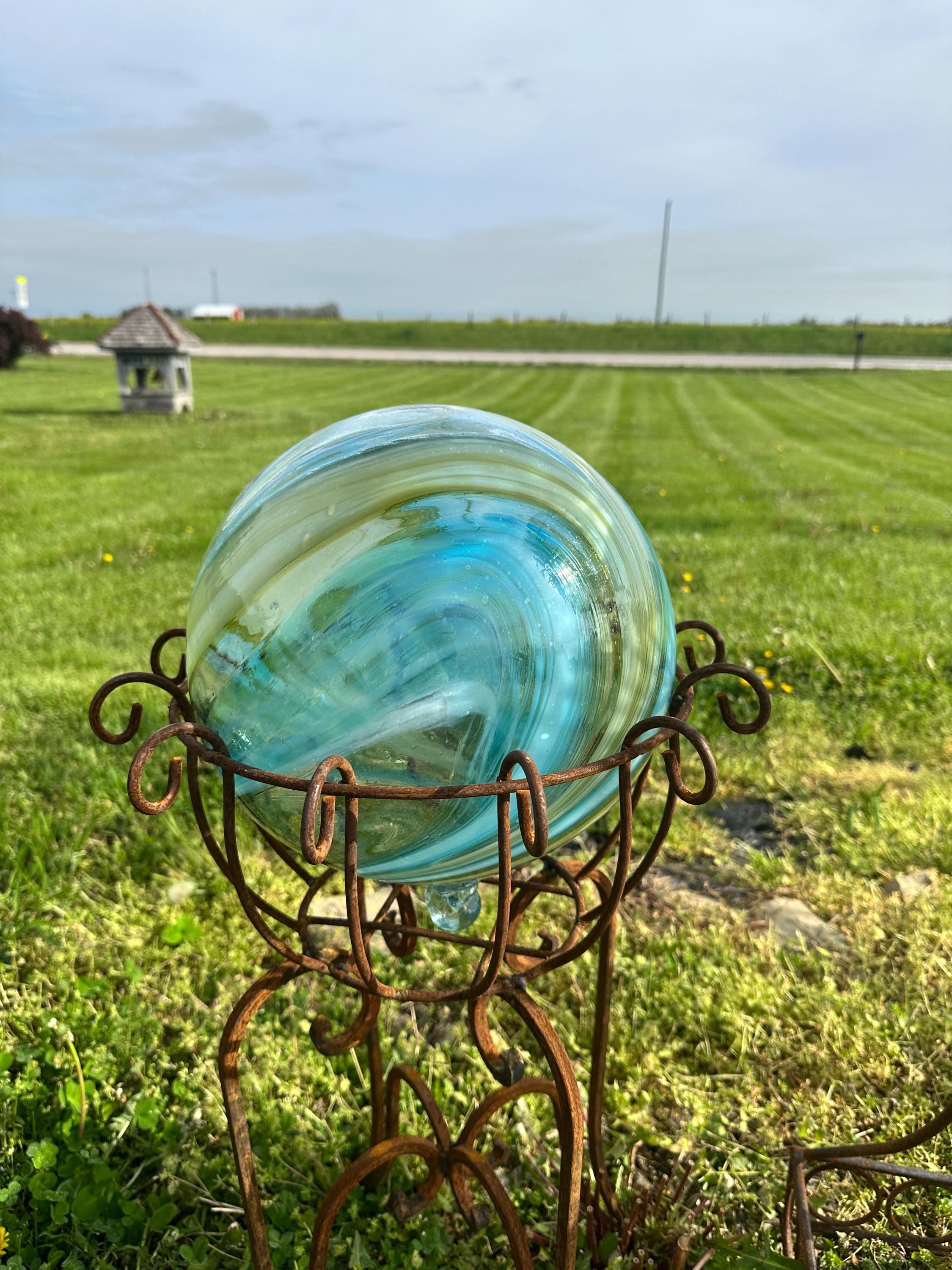 Hand Blown Art Glass Gazing Ball - 12" Patio Decor - Etsy