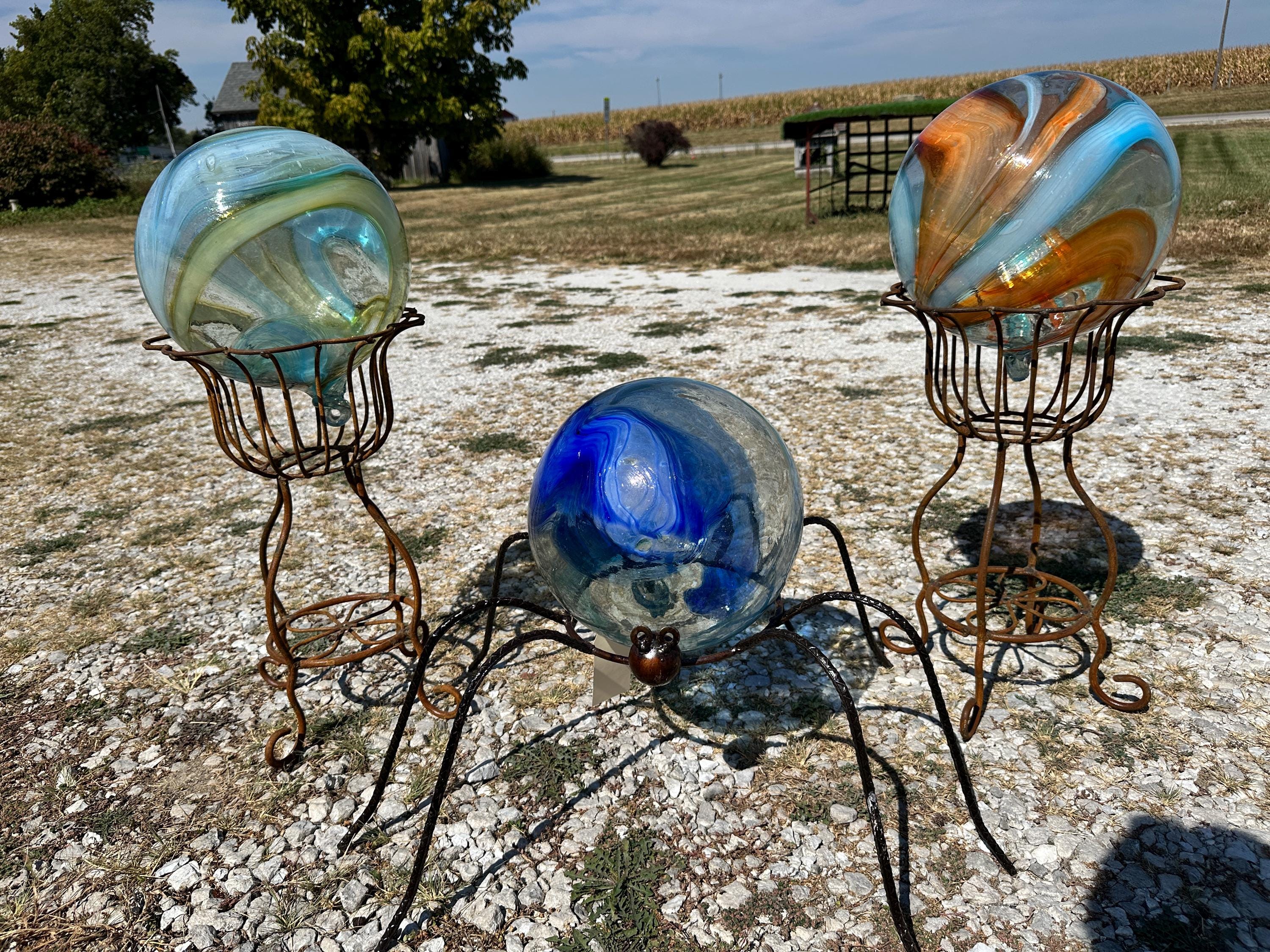 Hand Blown Art Glass Gazing Ball - 12" Patio Decor - Etsy