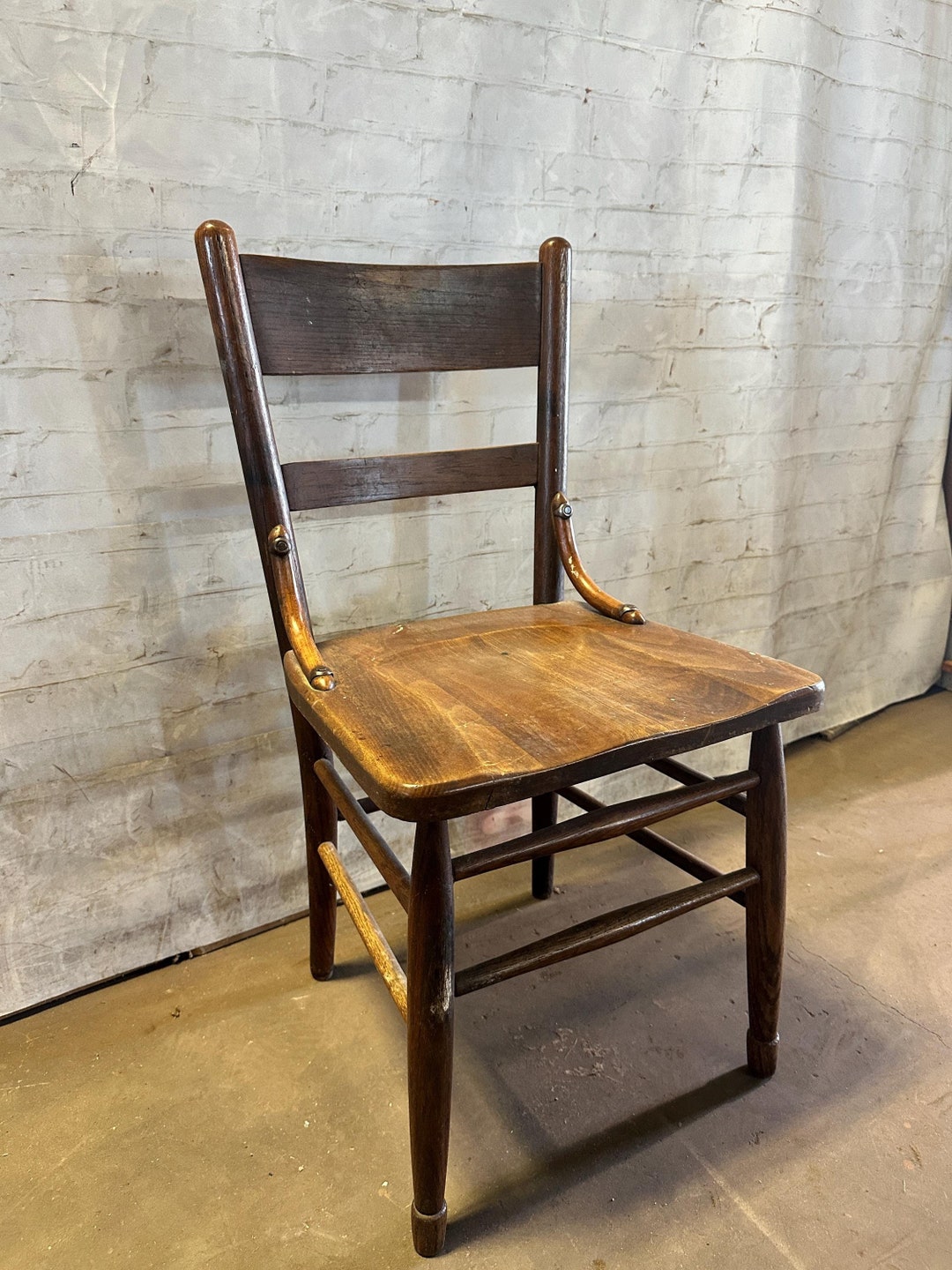 Antique Varnished Pine Chair - Mid 1900's Desk Seating - Varnish Rustic ...