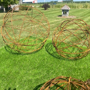 Wrought Iron 24" Garden Sphere, Rustic Plant Climber, Yard Art - Etsy