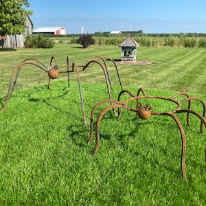 Spider Gazing Ball Holder - Wrought Iron Potted Plant Stand, Halloween ...