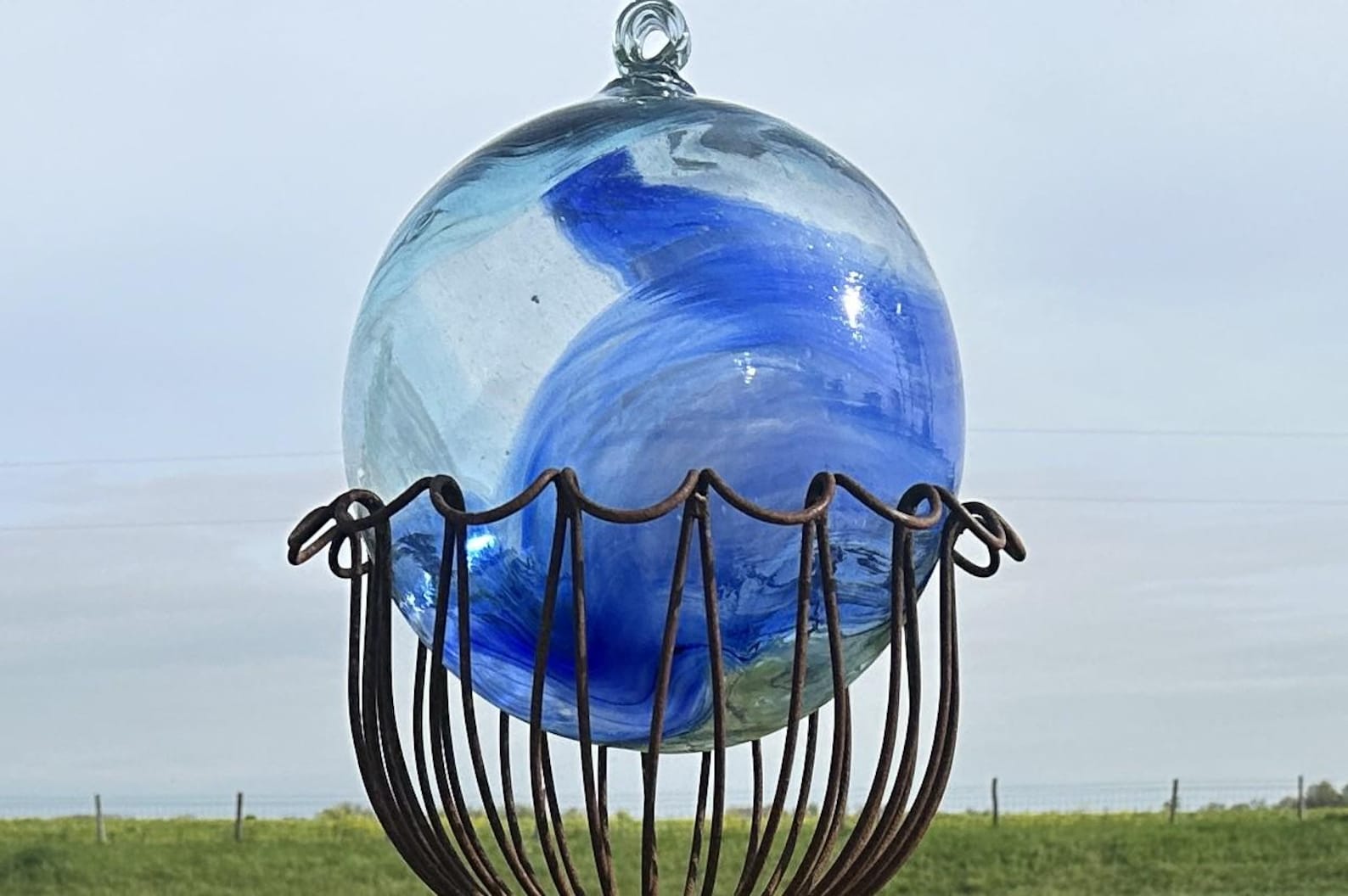 Hand Blown Art Glass Gazing Ball - 12" Patio Decor - Etsy