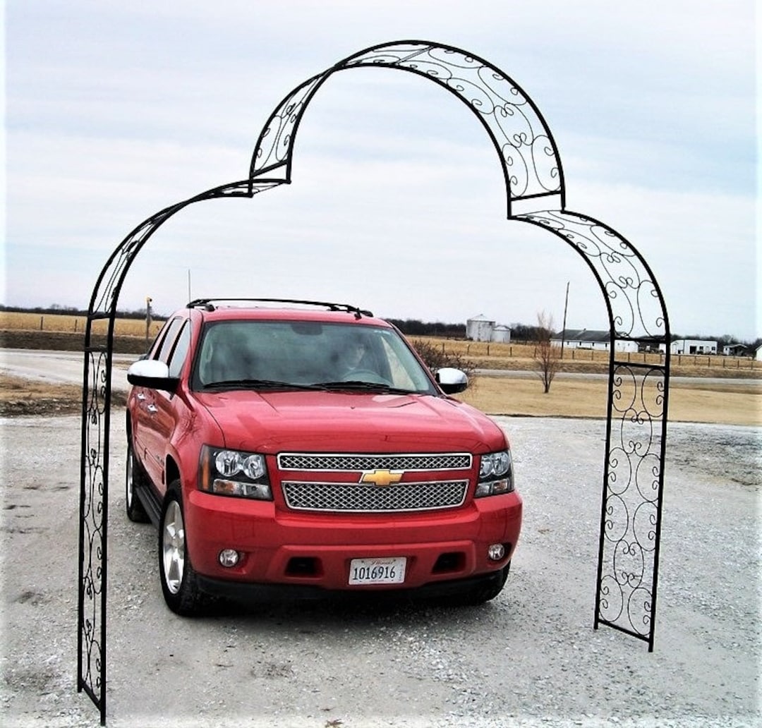 Wrought Iron Driveway Arbor – Large Metal Garden Trellis, Flower Vine ...