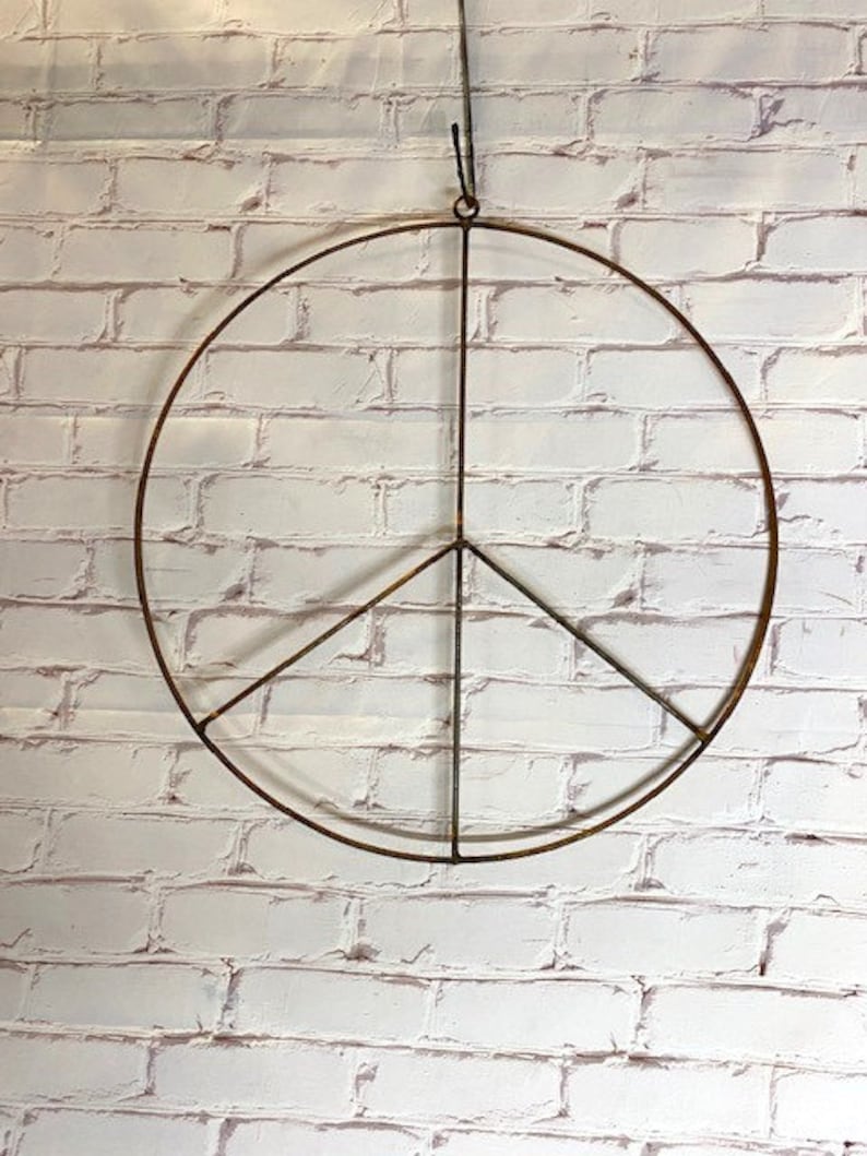 28" Wrought Iron Peace Sign - Hanging Wall Decoration - Decorative ...