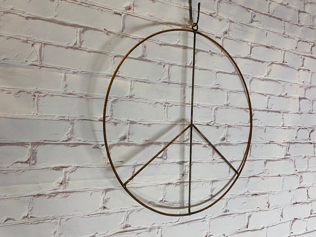 25" Wrought Iron Peace Sign - Hanging Wall Decoration - Decorative ...