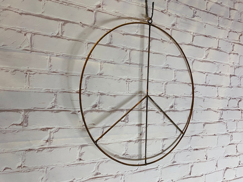 25" Wrought Iron Peace Sign - Hanging Wall Decoration - Decorative ...