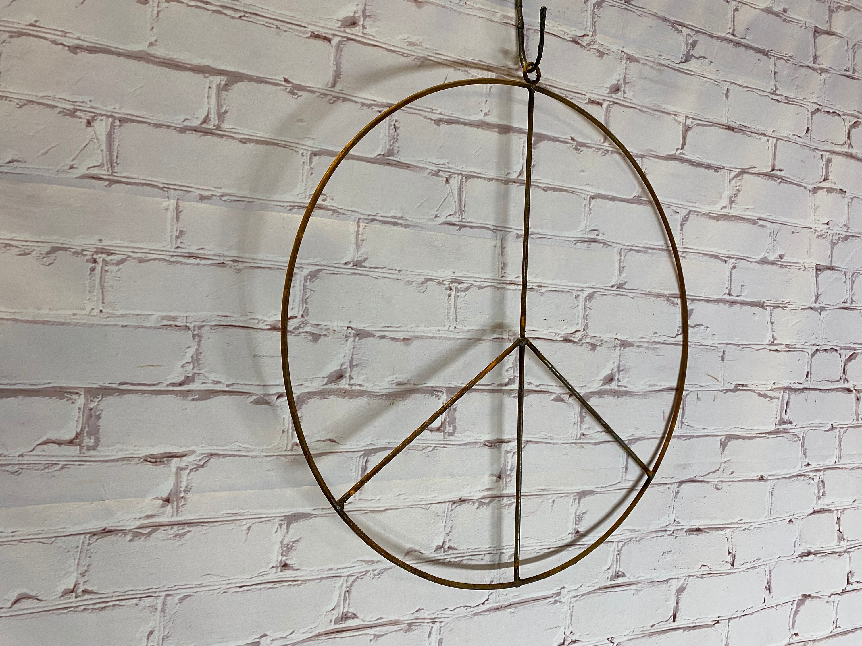 25" Wrought Iron Peace Sign - Hanging Wall Decoration - Decorative ...