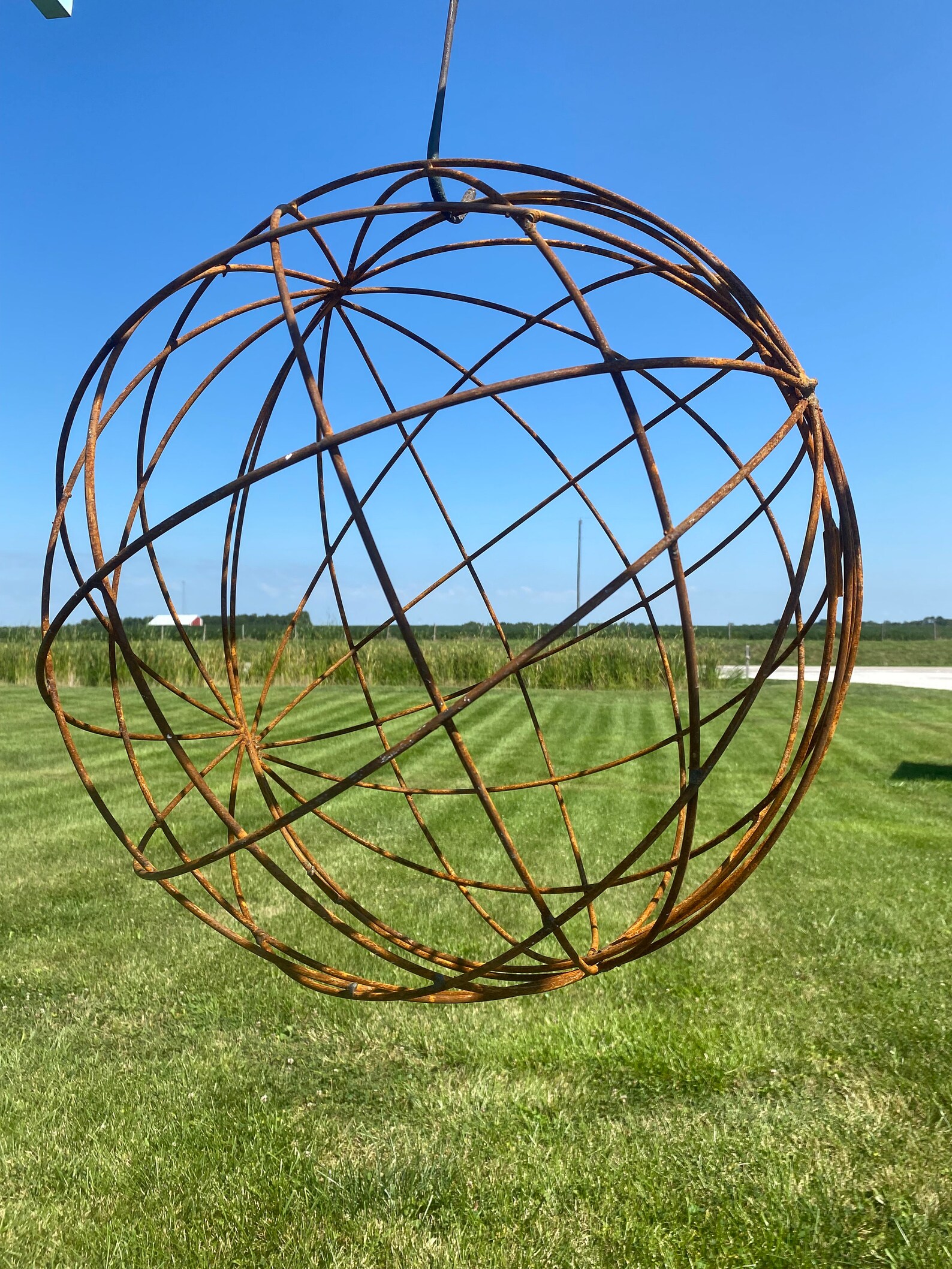 Wrought Iron 24" Garden Sphere, Rustic Plant Climber, Yard Art - Etsy