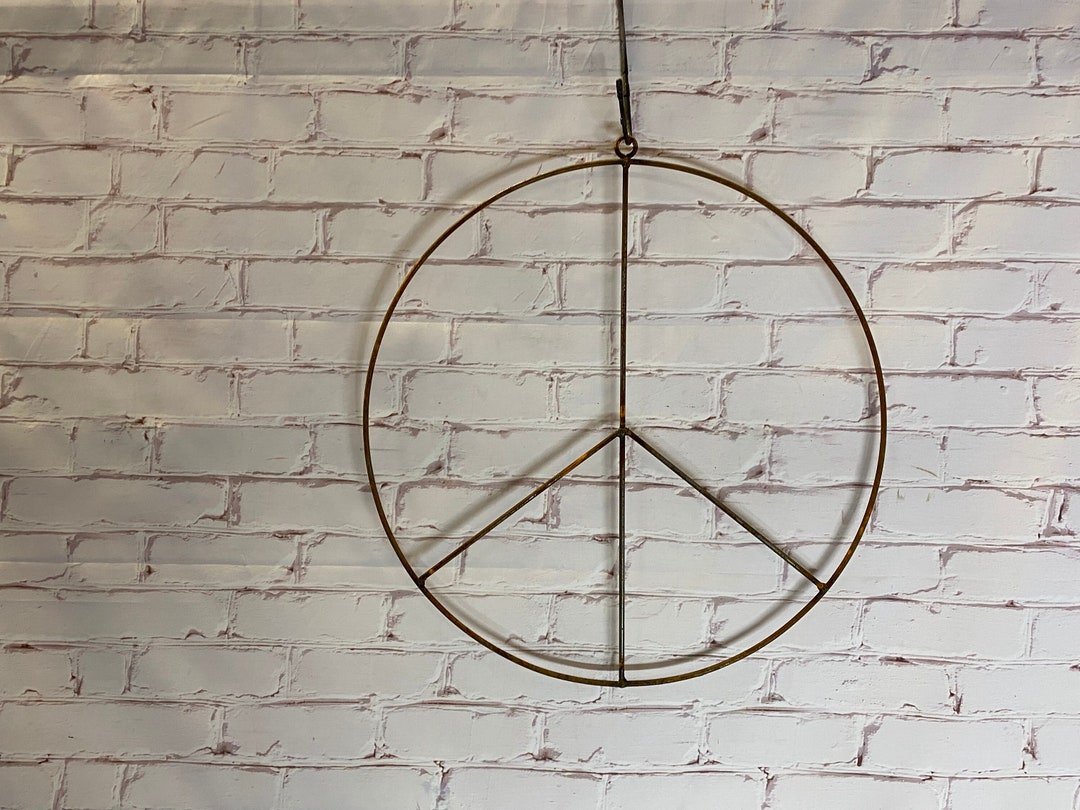 28" Wrought Iron Peace Sign - Hanging Wall Decoration - Decorative ...