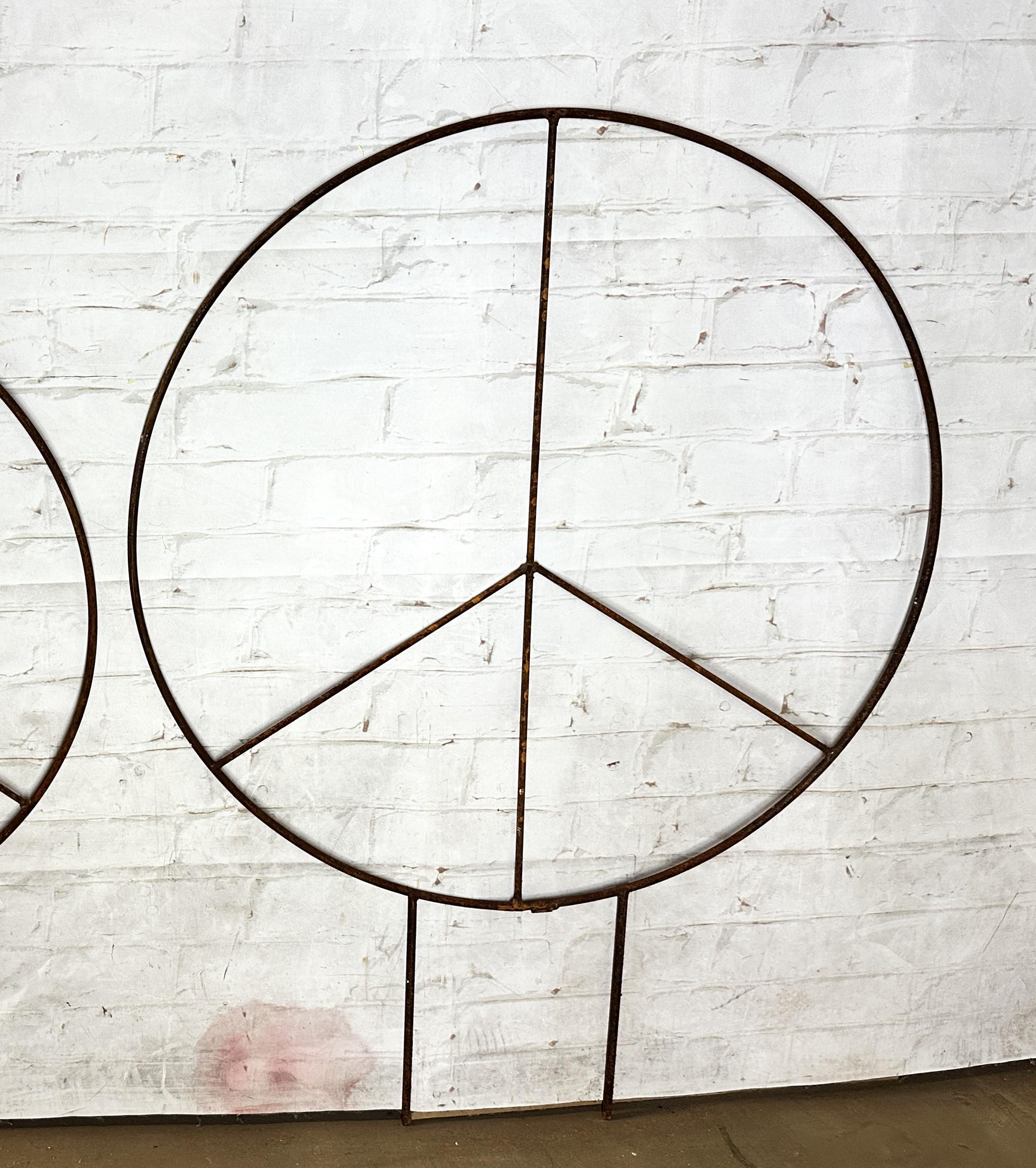 Large Wrought Iron Peace Sign – Rustic Yard Art, Garden Stake, 28" Lawn ...