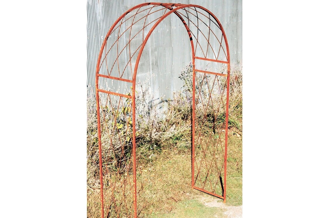 Wrought Iron Criss Cross Arbor Arch - Flower & Vine Support - Garden ...