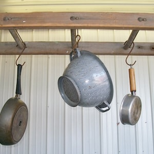 3 Rung Pot Rack Using Vintage Ladder - Shelf Antique Surface - Country ...
