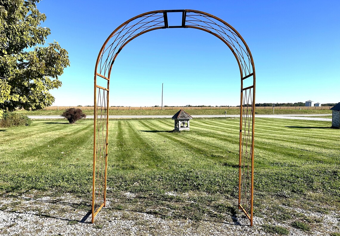 Customizable Metal Garden Arbor – Criss Cross Trellis for Vines, You ...