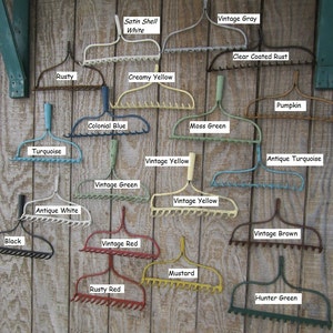 1 Wrought Iron Old Rake - Hanging Collectible Hook- Towel Rack ...