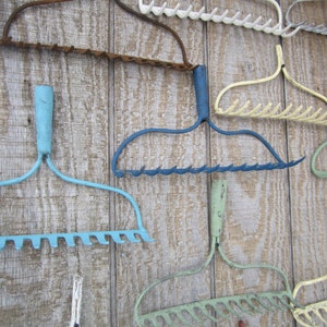 1 Wrought Iron Old Rake - Hanging Collectible Hook- Towel Rack ...