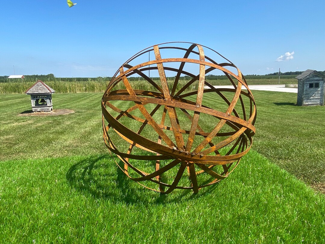 Wrought Iron 18" Strap Garden Sphere, Metal Plant Climber, Vegetable ...