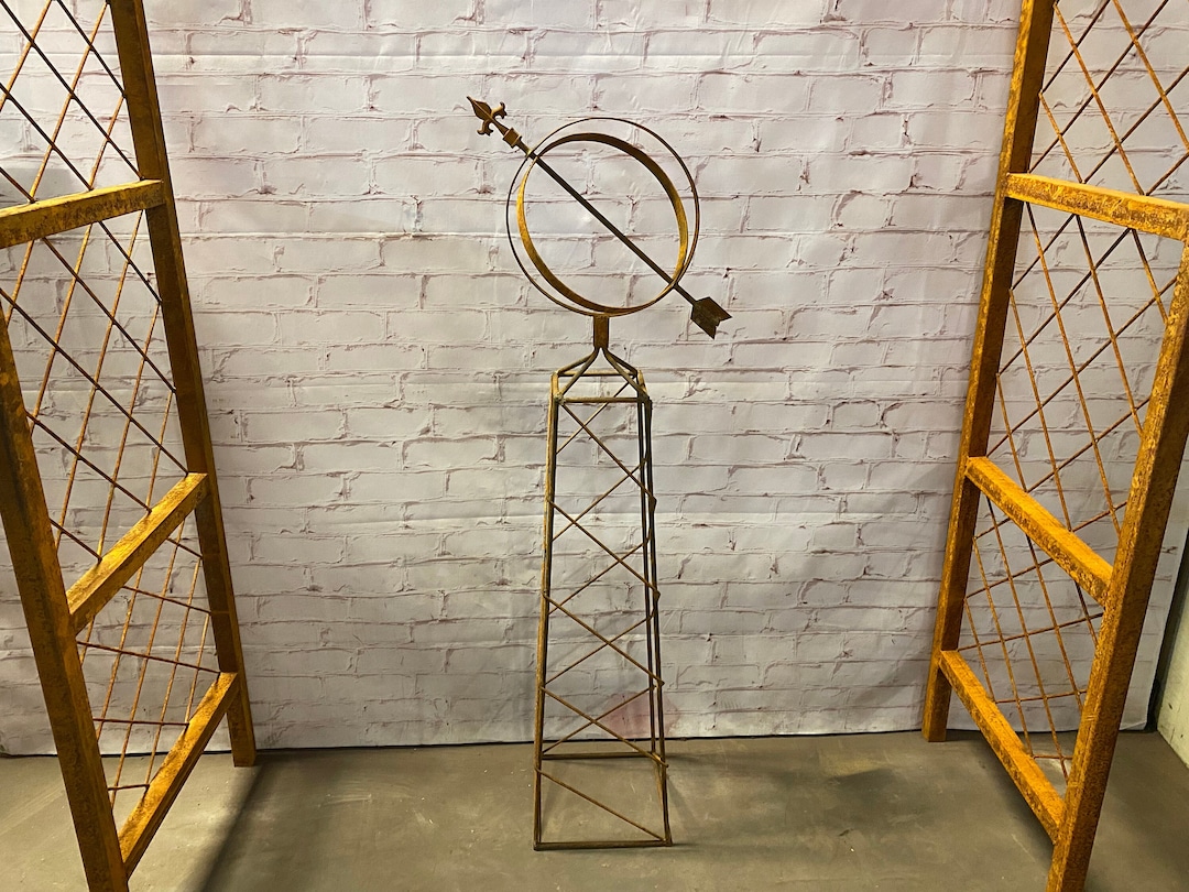 Wrought Iron Military Sundial Trellis, Garden Art, Rustic Yard ...