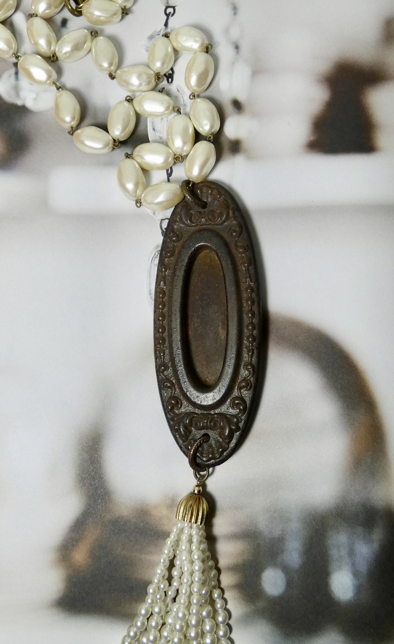 One of a Kind Vintage Pearls and Rustic Tassel Necklace | Etsy