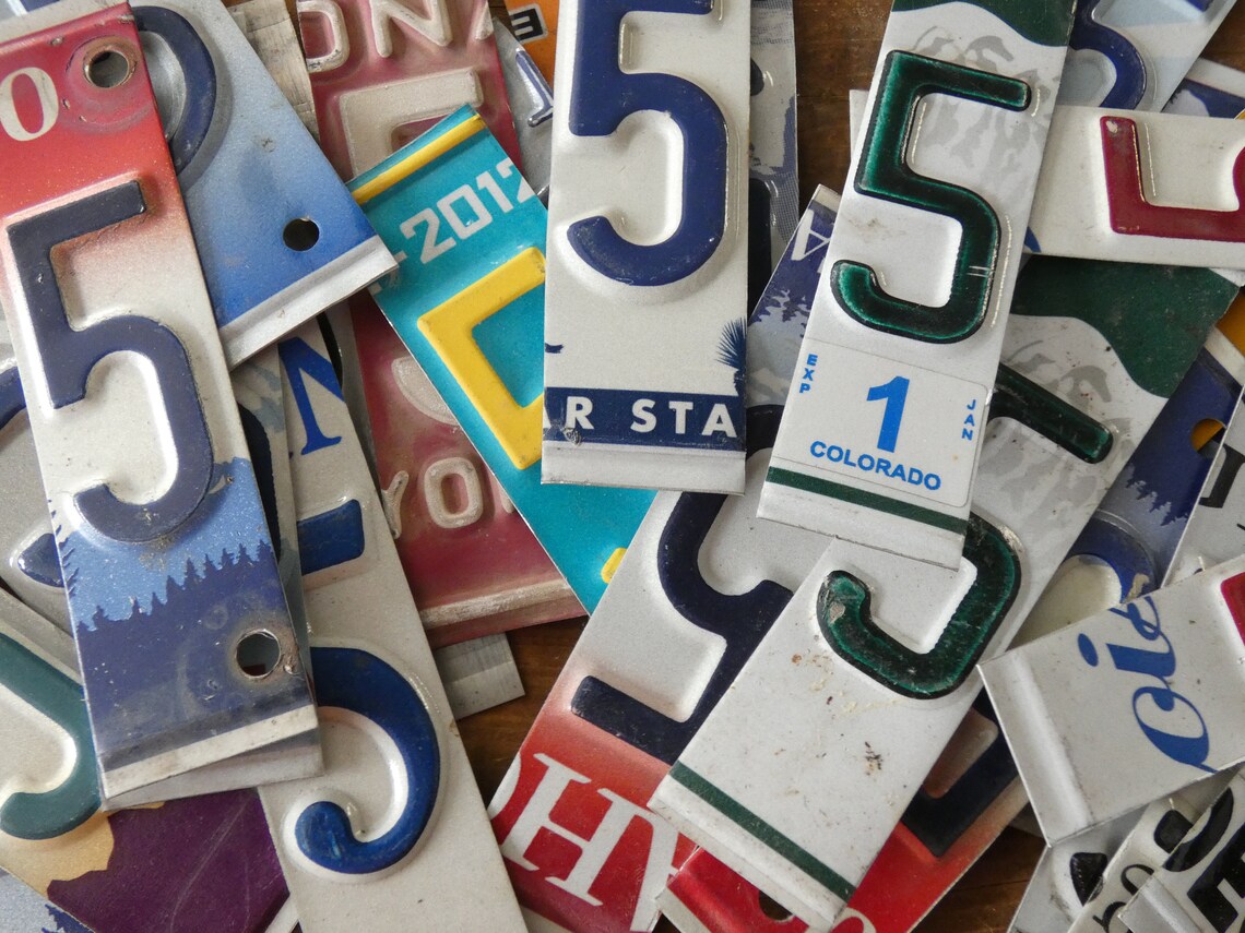 License Plate Number 5 Precut Number FIVE Ready for | Etsy