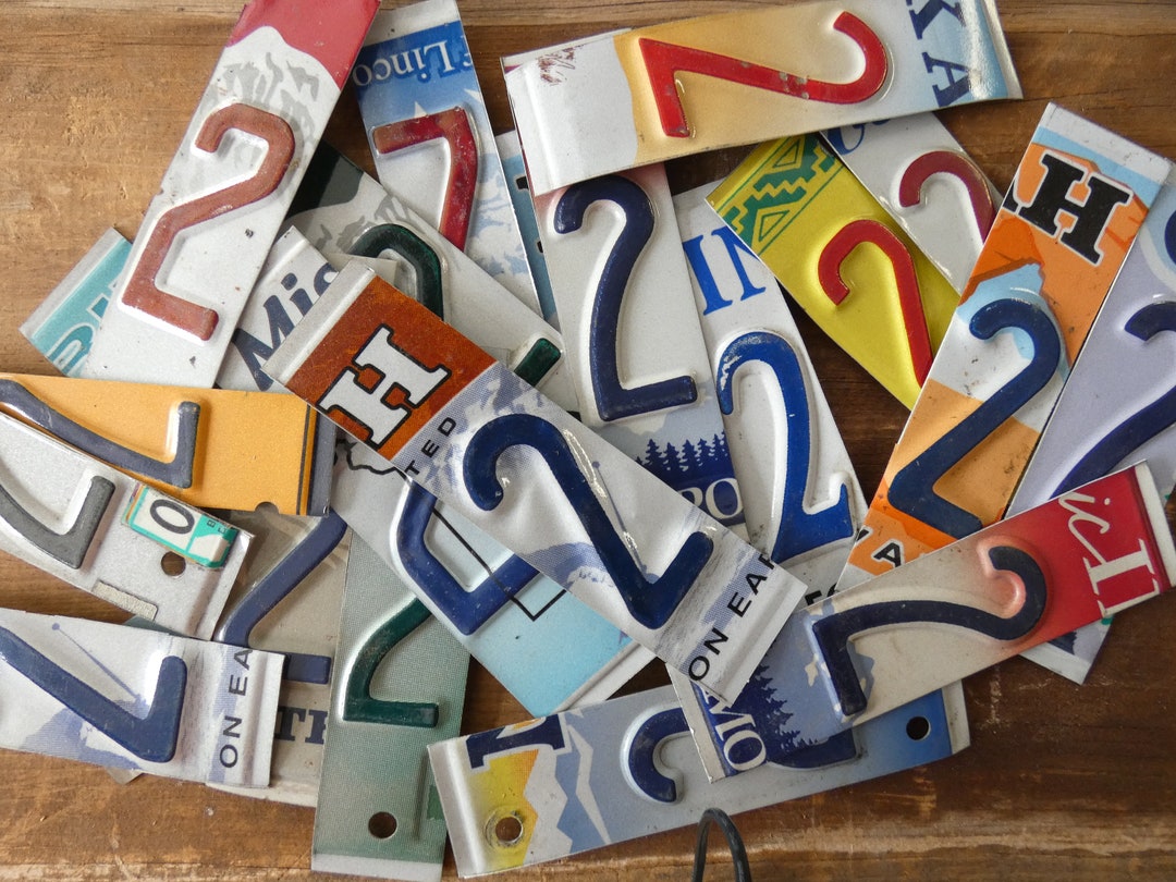 License Plate Number 2 Precut Number TWO Ready for Crafting Repurposed ...