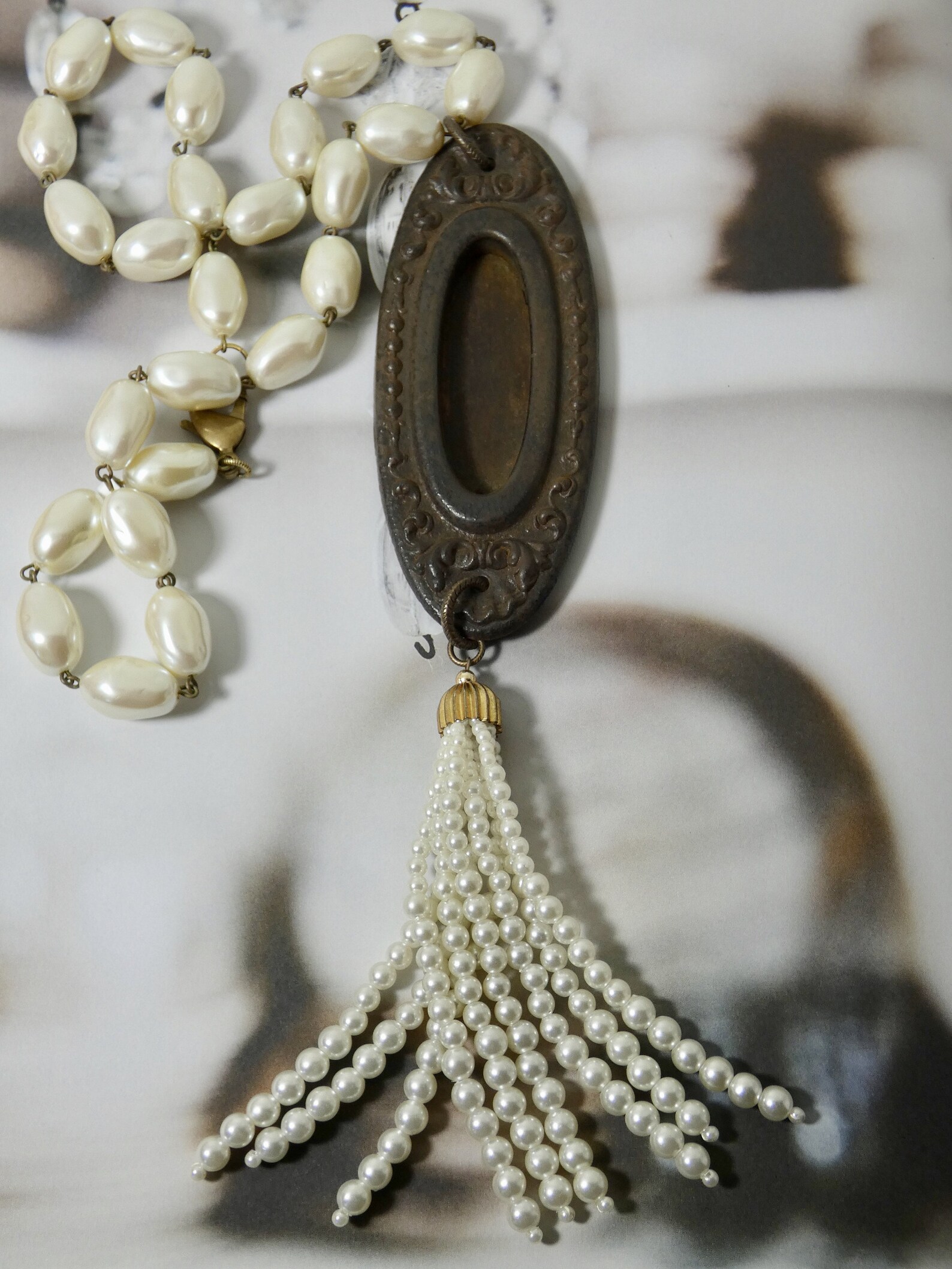 One of a Kind Vintage Pearls and Rustic Tassel Necklace | Etsy