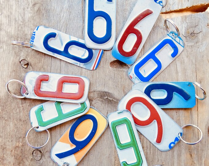 Number 6 Keychain From Repurposed License Plates - Etsy