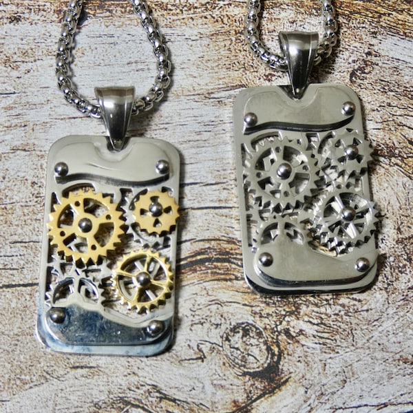 Silver Gear Necklace - Etsy