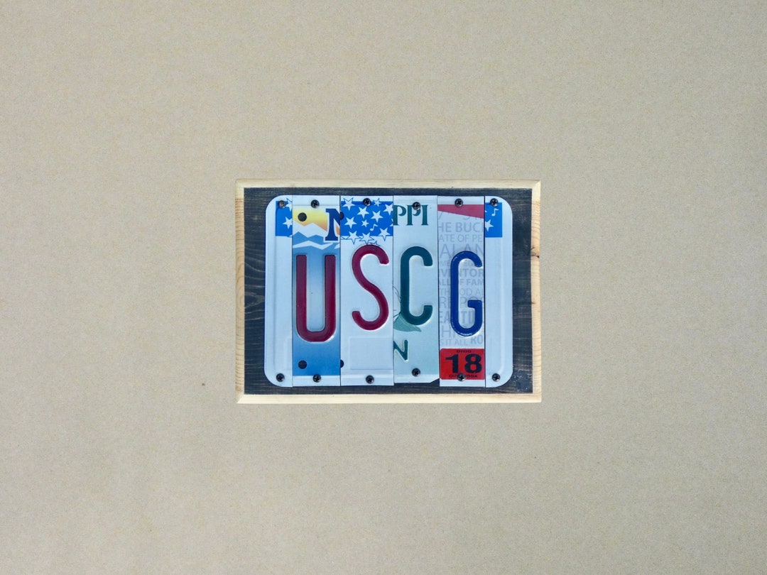 USCG Custom Sign Made With Repurposed License Plates - Etsy