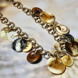 Vintage Button Necklace, One of a Kind Button Charm Necklace - Etsy